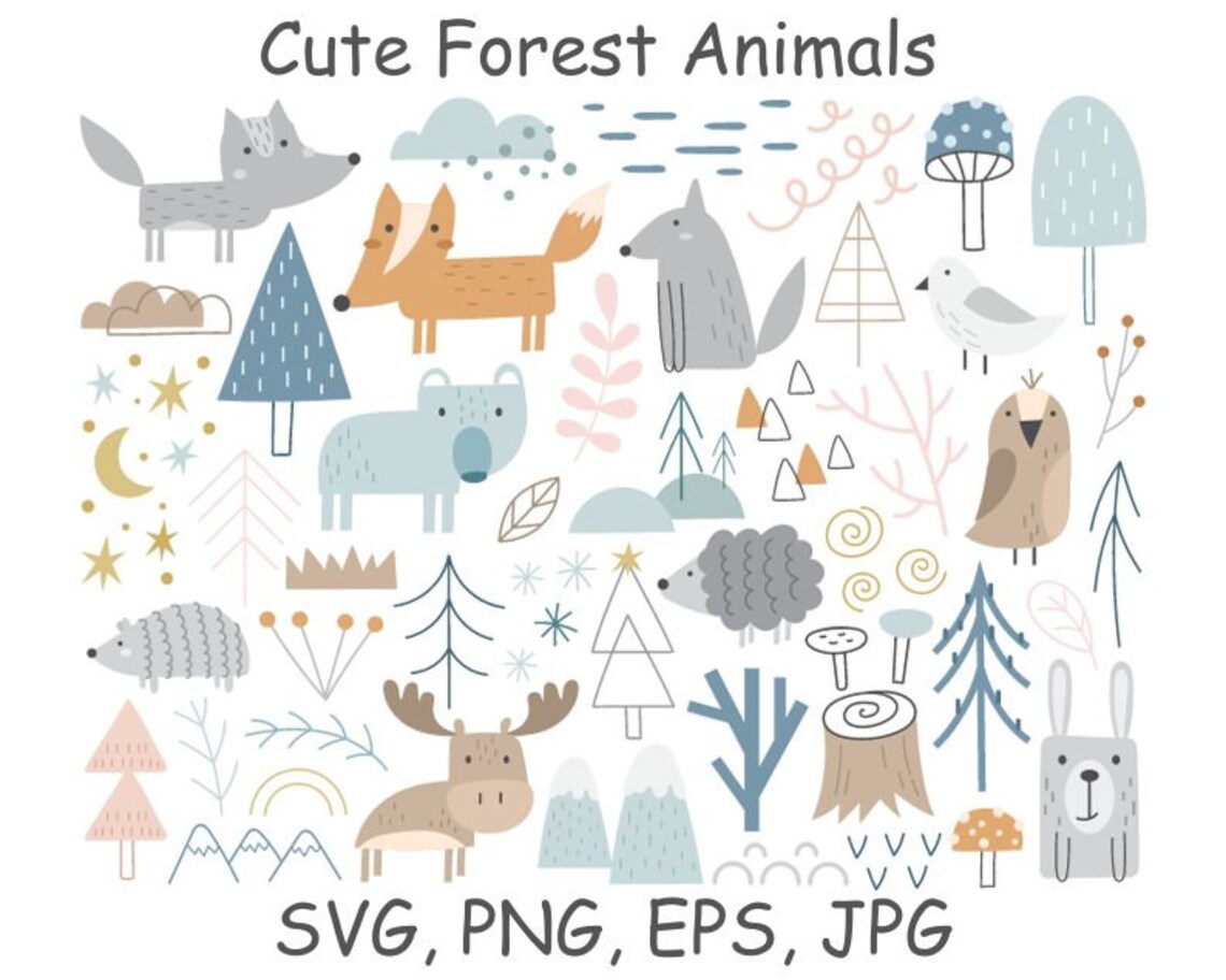 Cute Winter Animals Vector Images SVG | PNG | JPG - Etsy