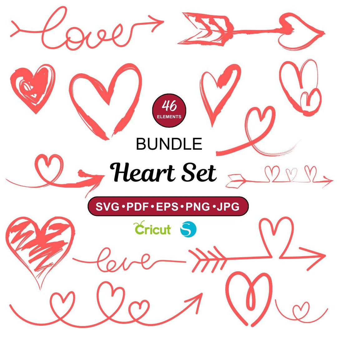 Red Hearts and Arrows SVG Bundle for Valentine’s Day Crafts, Love ...