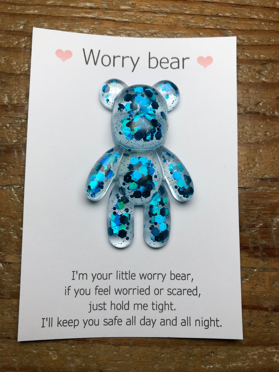 Resin Worry Bear, Pocket Bear, Anxiety, Gift for Kids, Mental Health ...