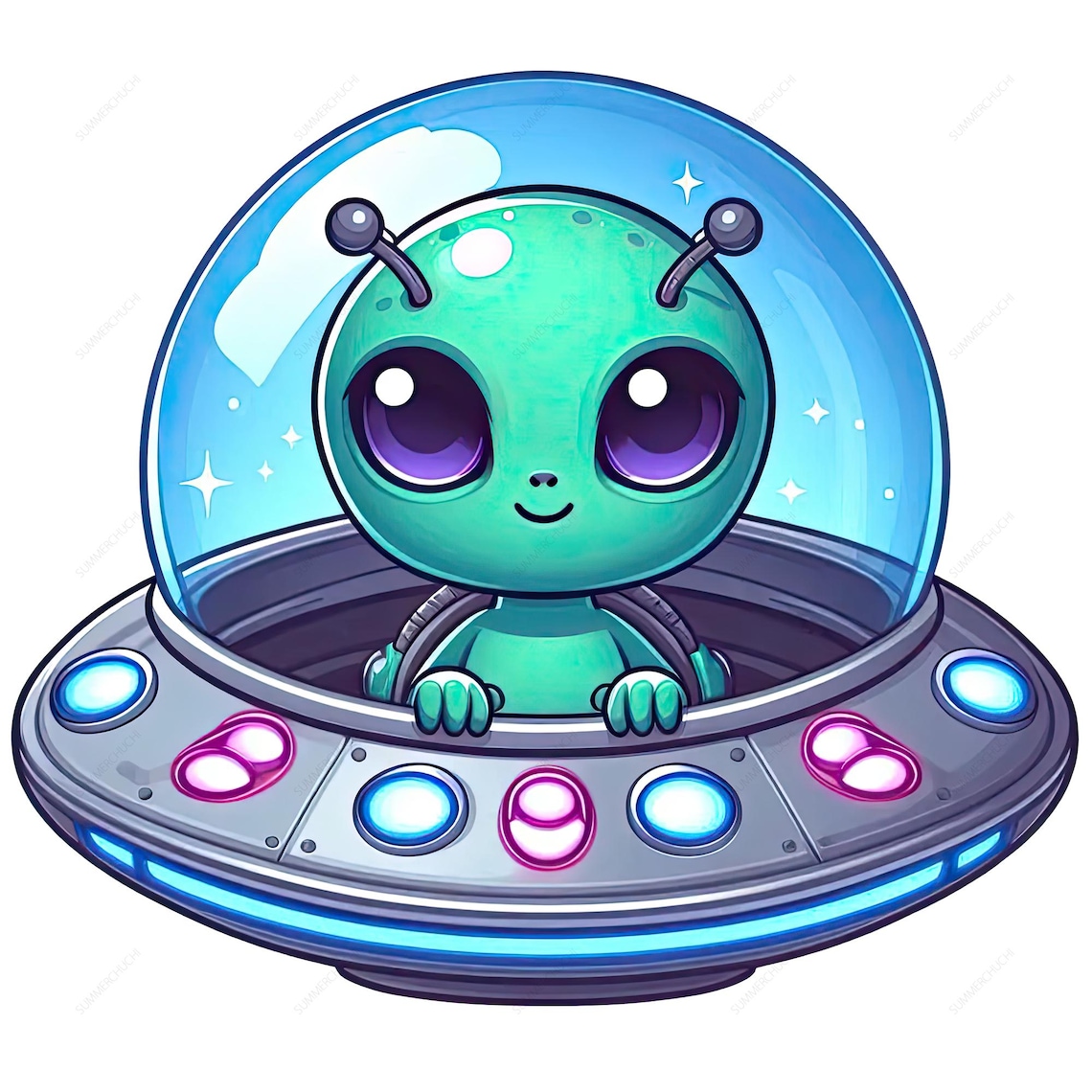 Cute Alien PNG, 4 Design, Alien in Spaceship, Digital Download - Etsy