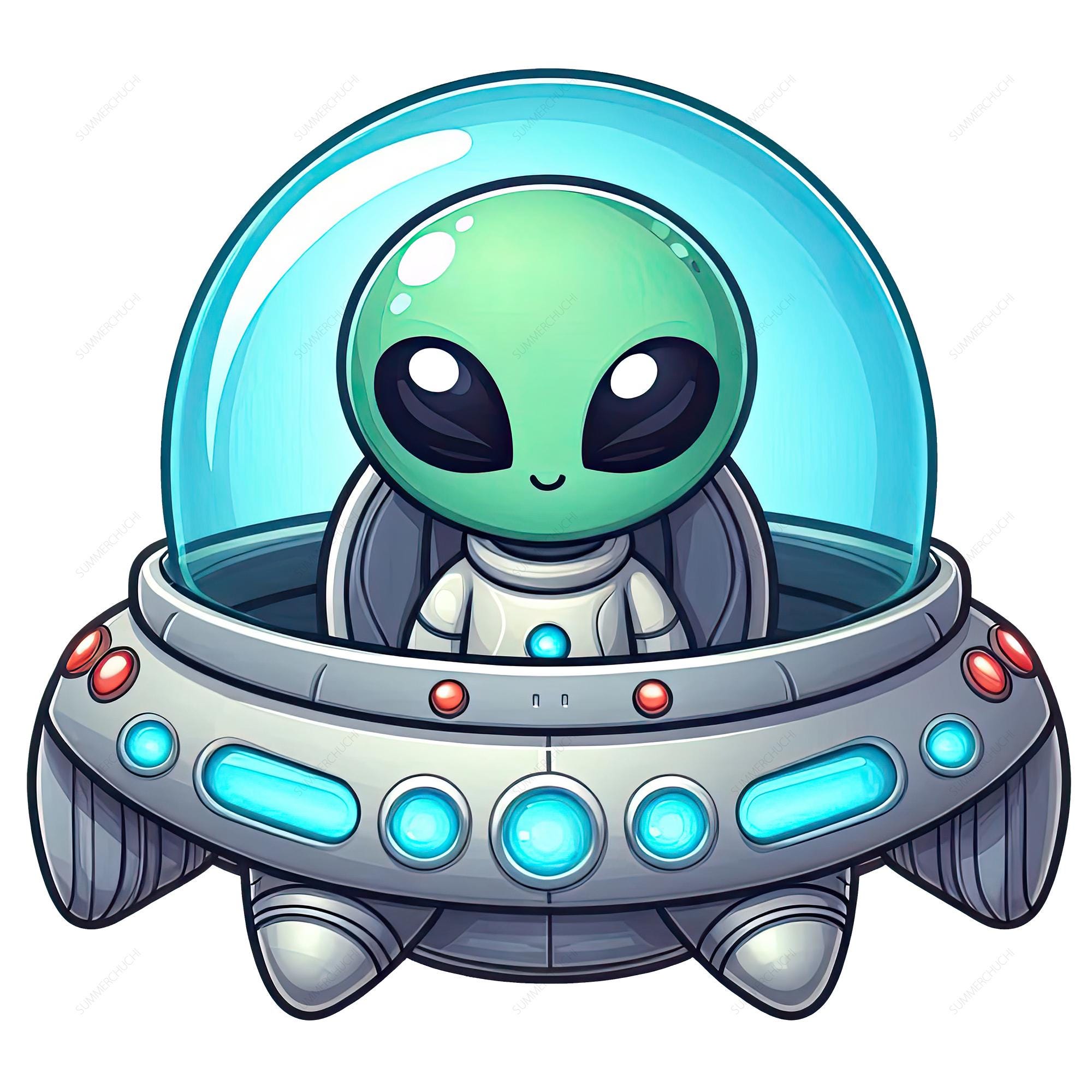 Cute Alien PNG, 4 Design, Alien in Spaceship, Digital Download - Etsy