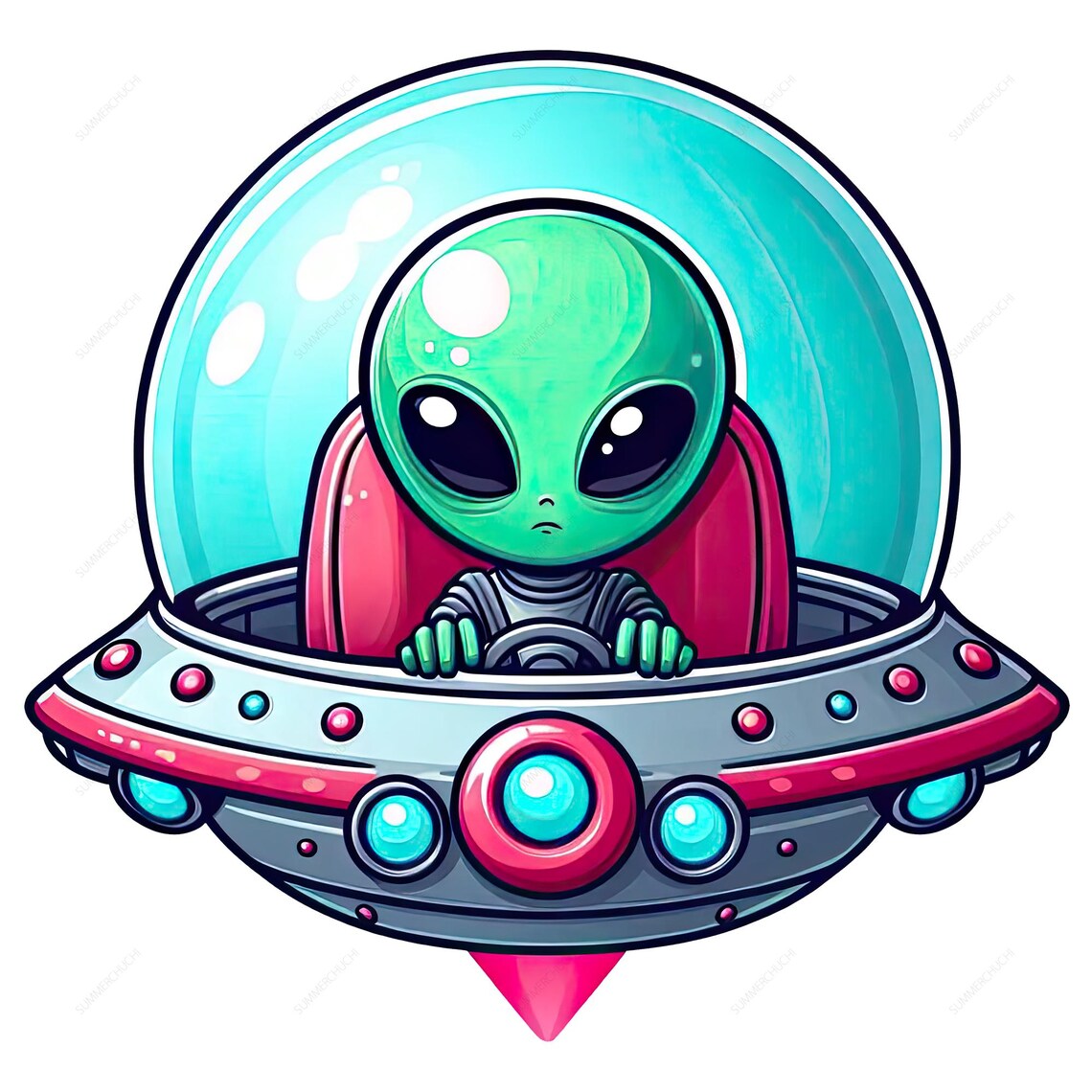 Cute Alien PNG, 4 Design, Alien in Spaceship, Digital Download - Etsy