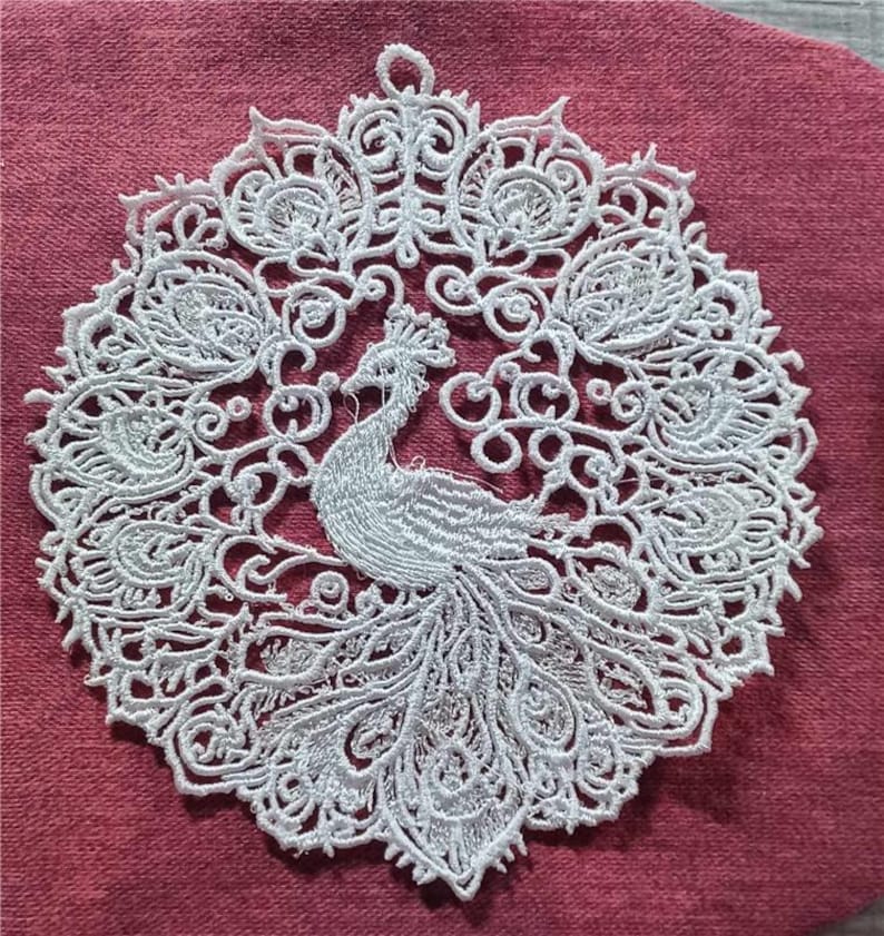 White Peacock FSL Embroidery Design - Etsy