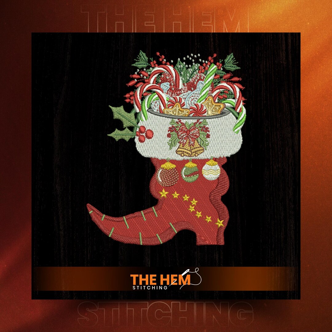 Christmas Candy Boot Digital Embroidery Design - Etsy