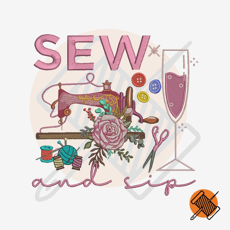Sew and Sip Embroidery Design - Etsy