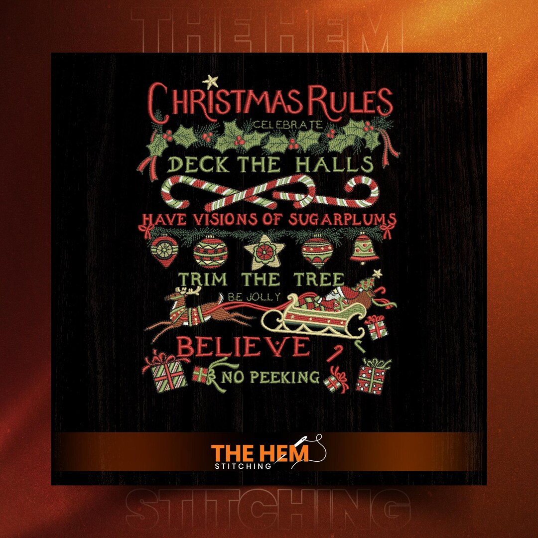 Christmas Rules Embroidery Designs - Etsy