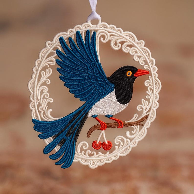 FSL Royal Blue Magpie Embroidery Design - Etsy