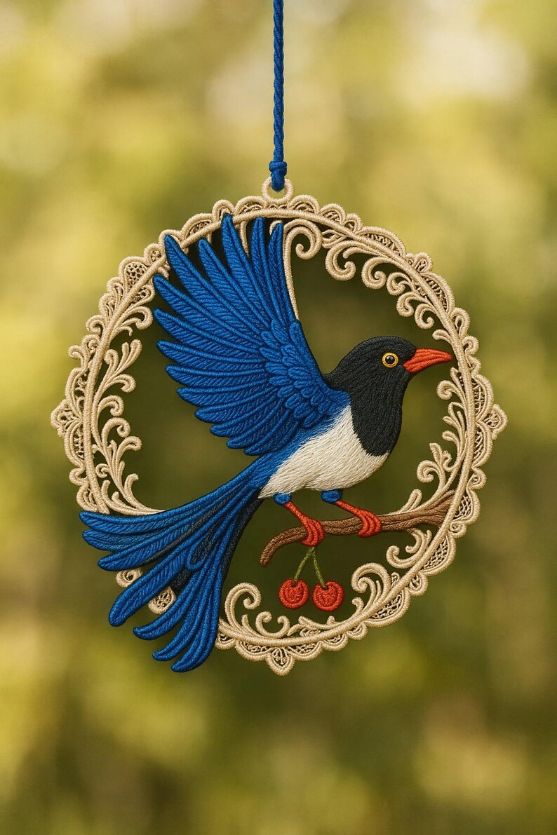 FSL Royal Blue Magpie Embroidery Design - Etsy