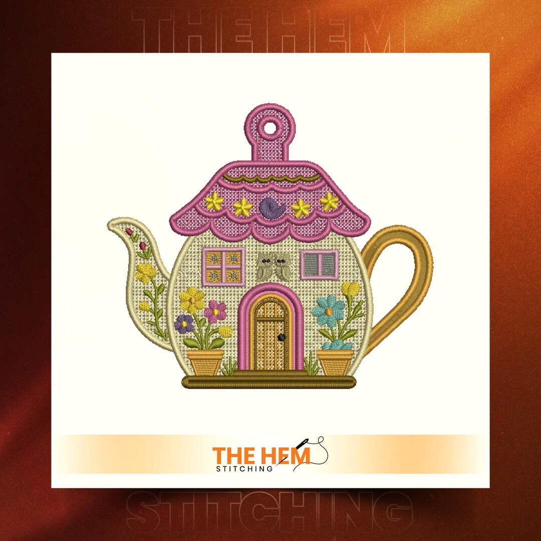 Fsl Teapot House (pink) Digital Embroidery Design - Etsy