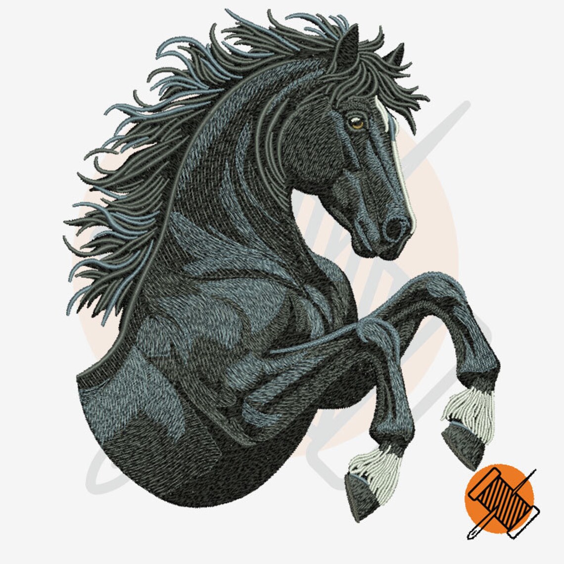 Black Stallion | 8 Inches | Embroidery Design - Etsy