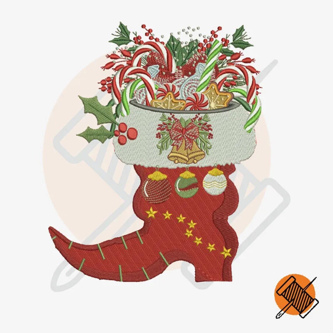 Christmas Candy Boot Digital Embroidery Design - Etsy