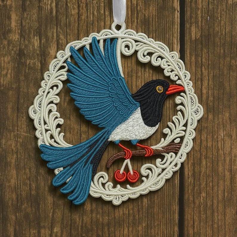 FSL Royal Blue Magpie Embroidery Design - Etsy