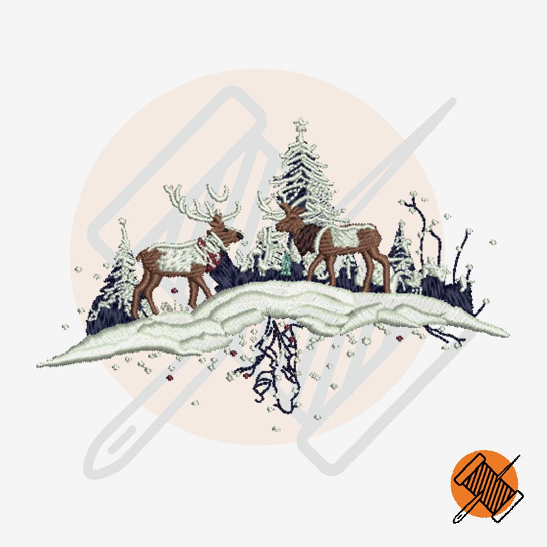 Winter Reindeer Embroidery Design - Etsy