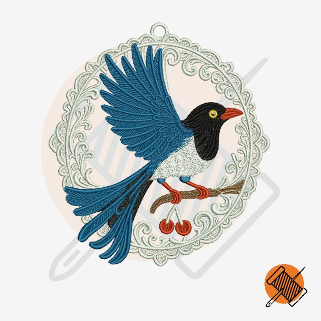 FSL Royal Blue Magpie Embroidery Design - Etsy