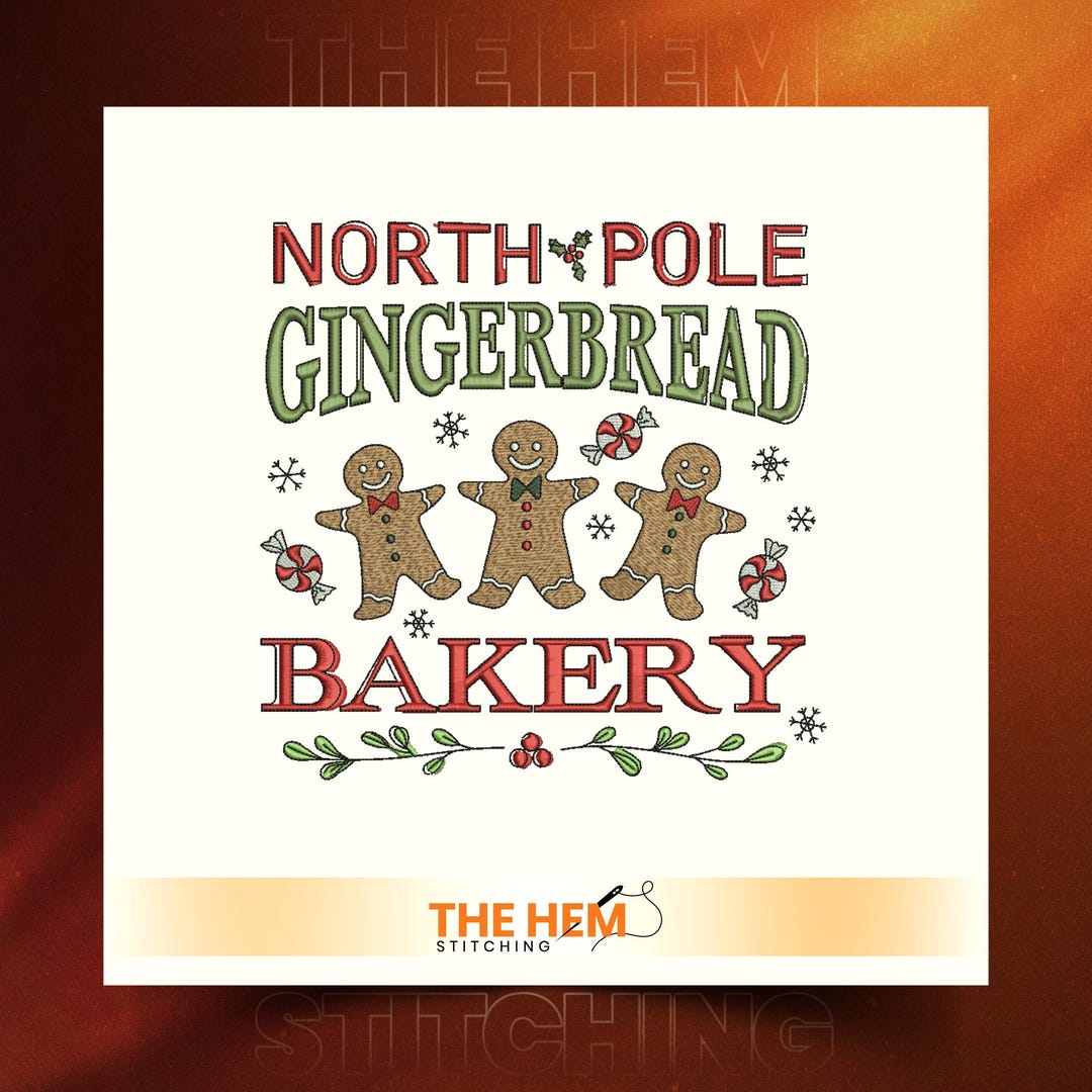 North Pole Gingerbread Bakery Embroidery Design - Etsy