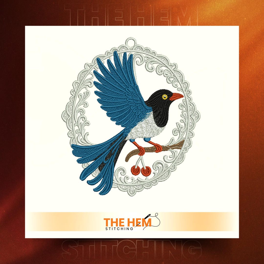 FSL Royal Blue Magpie Embroidery Design - Etsy