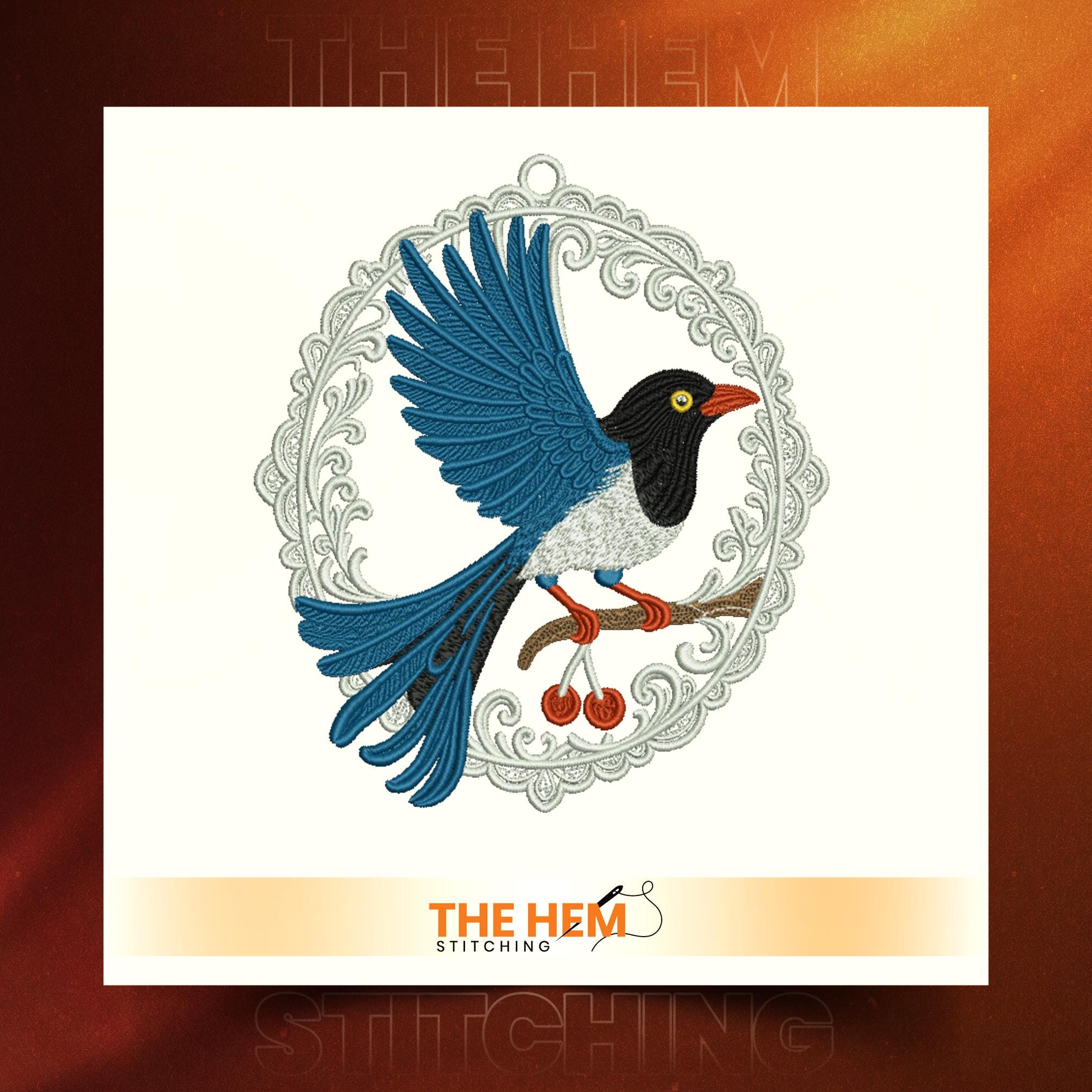 FSL Royal Blue Magpie Embroidery Design - Etsy