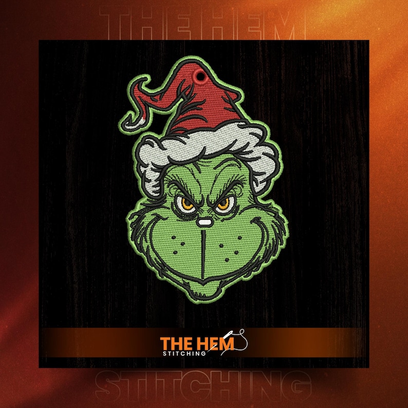 Grinch Face Ornament Embroidery Design - Etsy