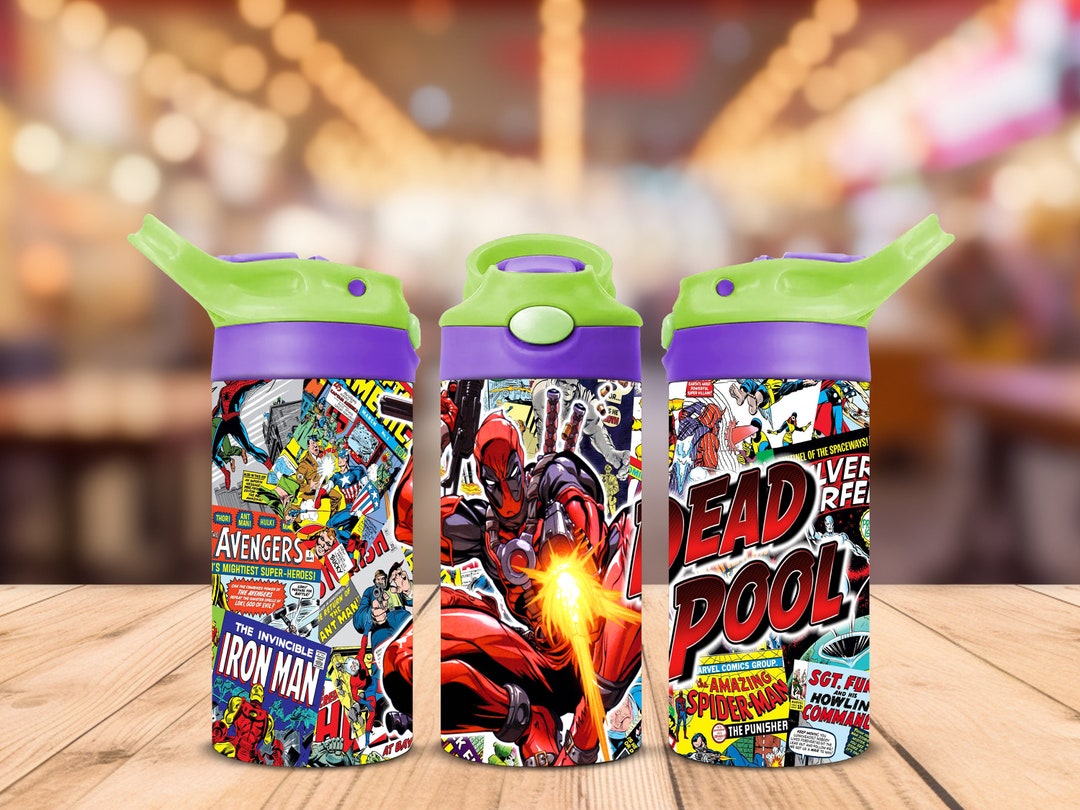 Deadpool Comic Kids Water Bottle - Etsy