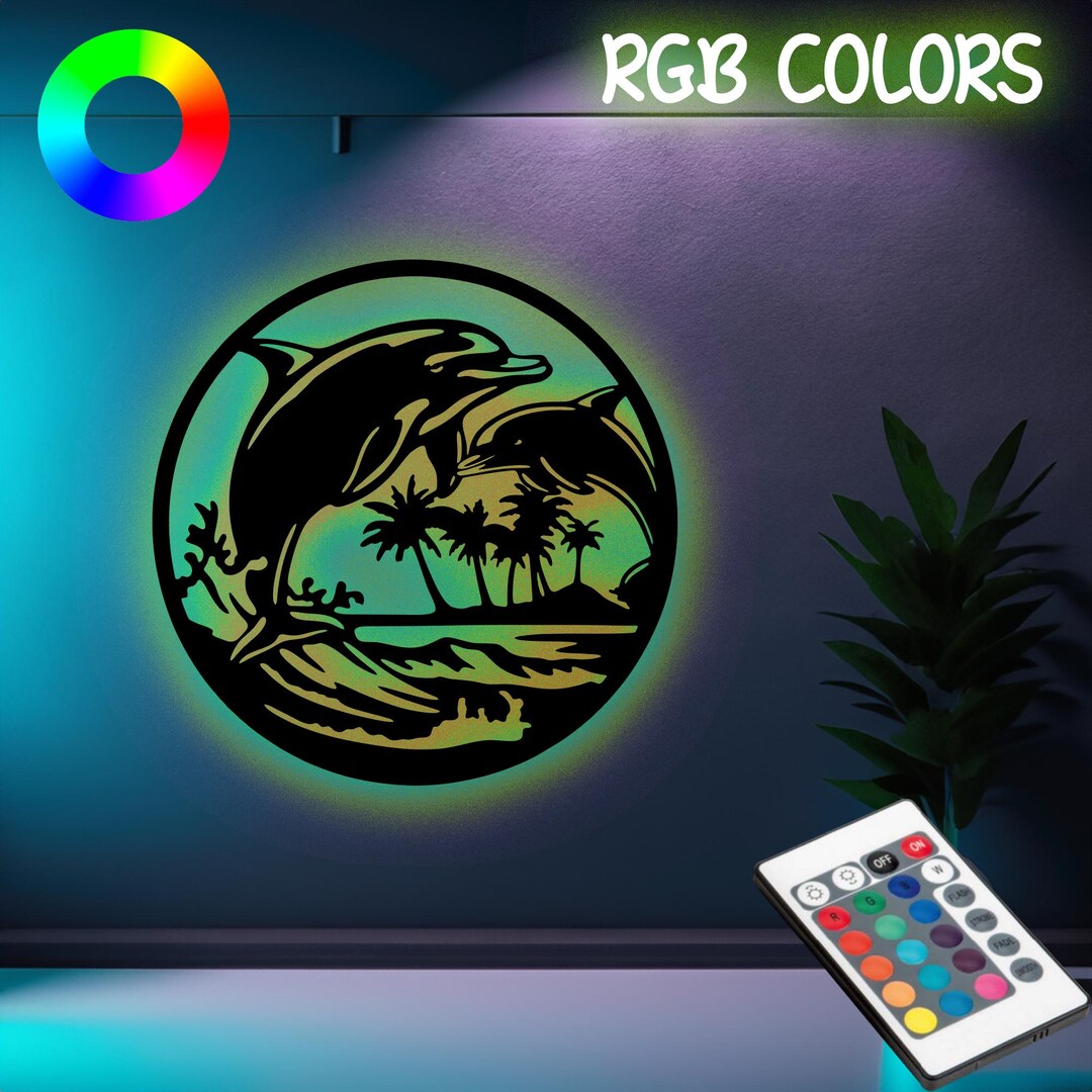 Dolphin Art RGB LED Light Wall Decor, Home Design, Led, Rgb, Game, Wall ...
