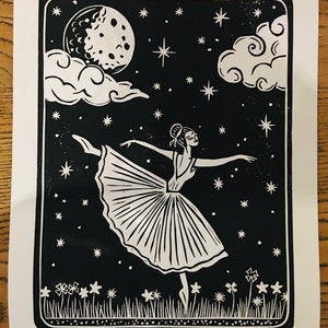 Linocut Star Dancer - Etsy
