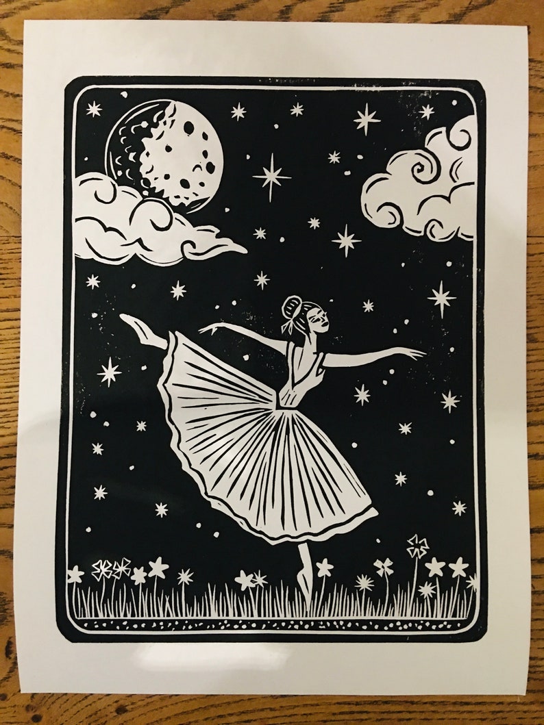 Linocut Star Dancer - Etsy