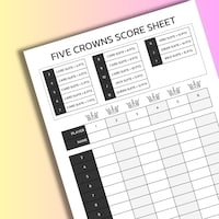 5 Crowns Score Sheet | Printable 5 Crowns Score Card | A4 Size Digital ...