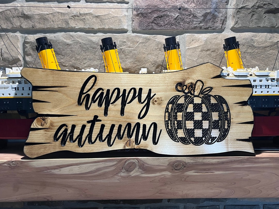 Homemade happy Autumn Solid Wooden Sign - Etsy