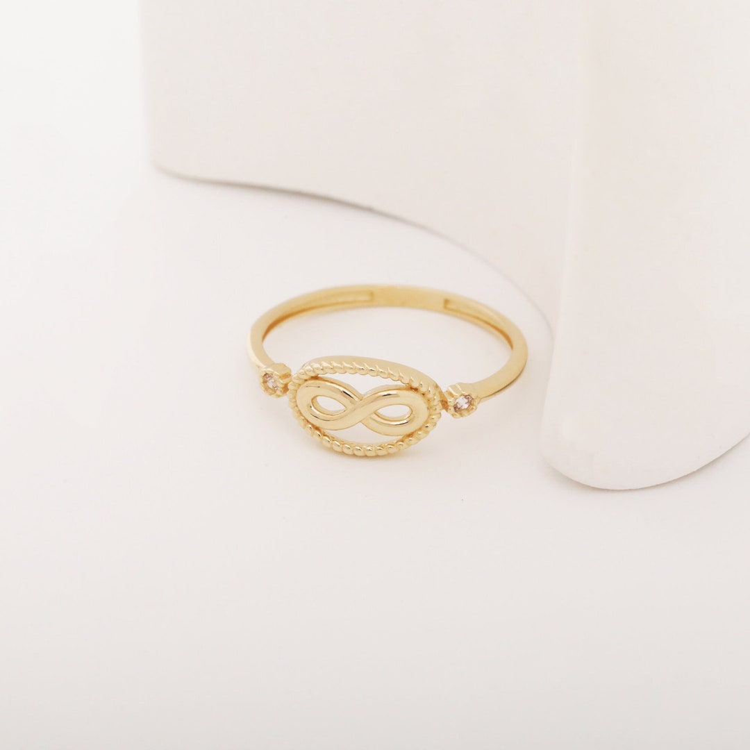 14k Solid Gold Infinity Ring, Dainty Eternity Symbol Ring, Infinity ...