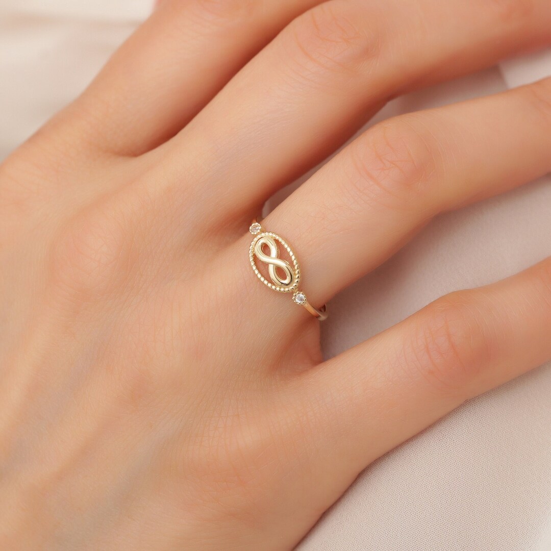 14k Solid Gold Infinity Ring Dainty Eternity Symbol Ring - Etsy