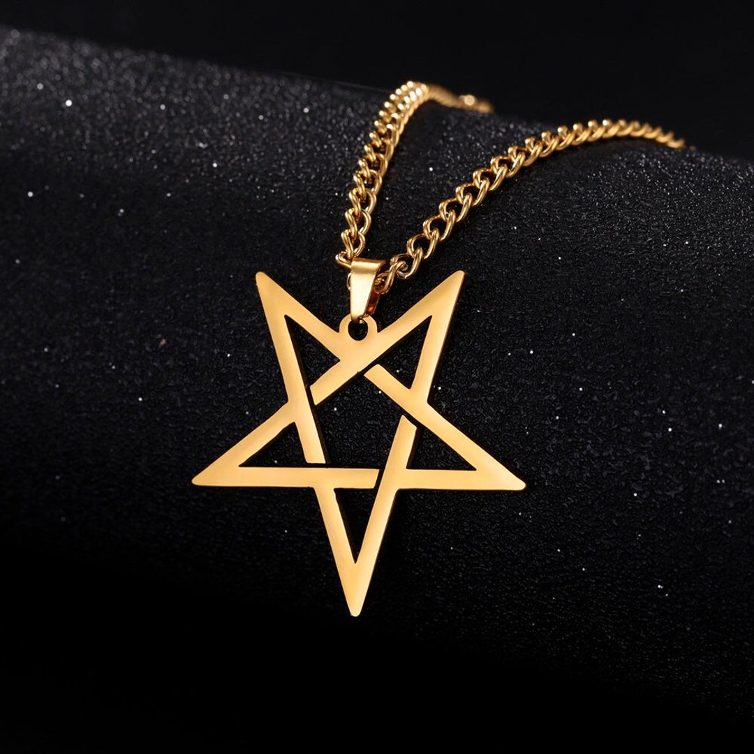 Pendant Necklace Inverted Pentagram Occultism for Men - Etsy