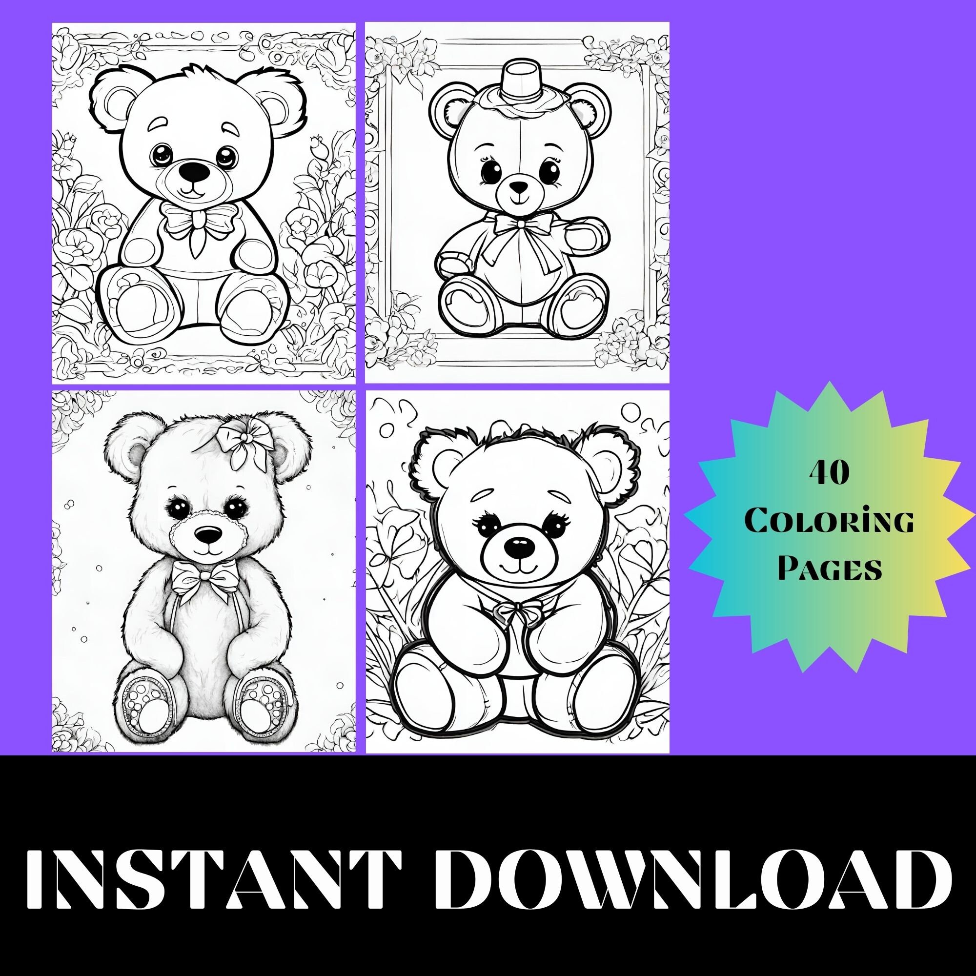 Teddy the Bear Coloring Book, Cute Teddy Coloring Book for Relaxing ...