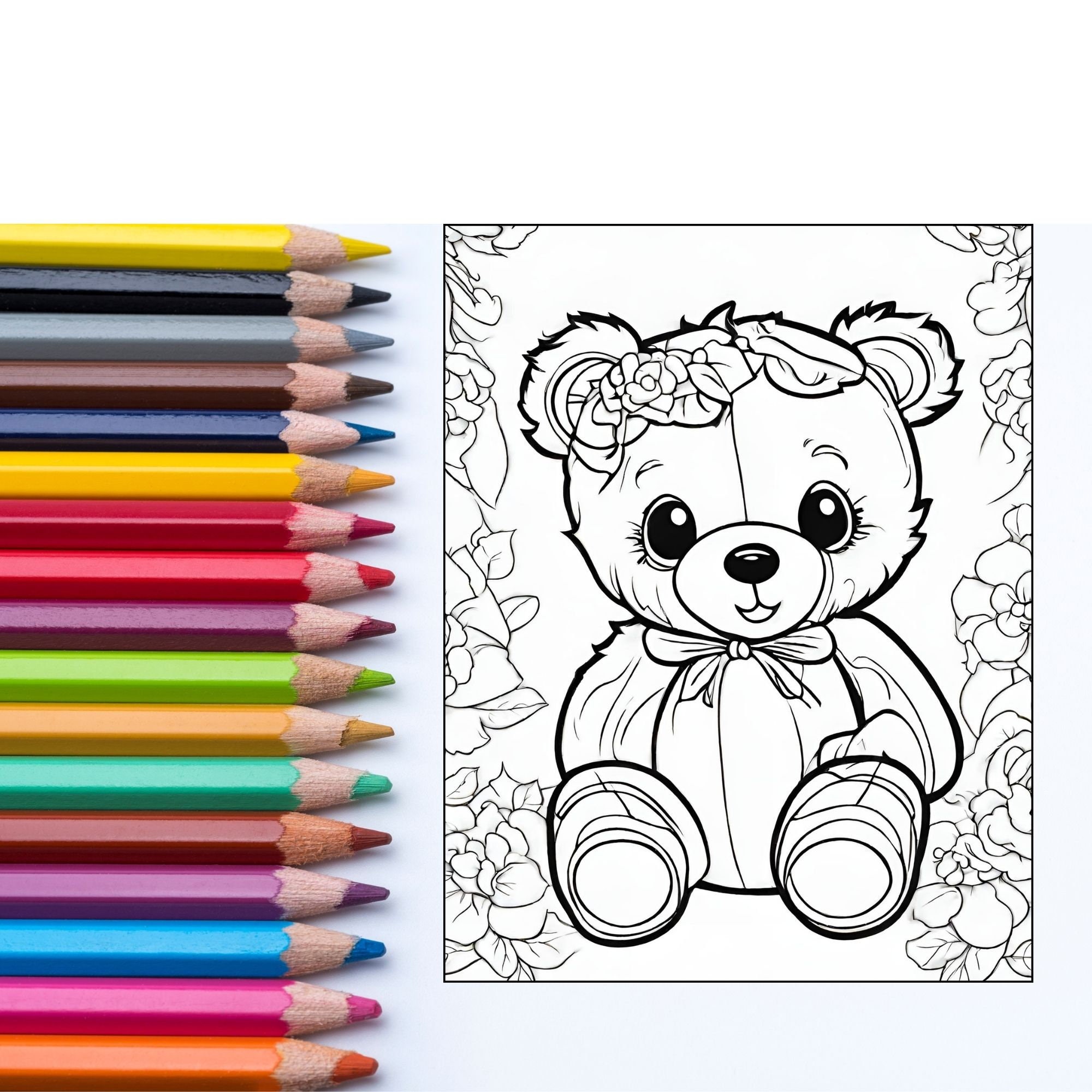 Teddy the Bear Coloring Book, Cute Teddy Coloring Book for Relaxing ...