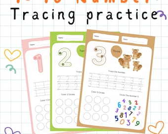 1-10, Number Tracing, Preschool Worksheet Printable, Handwriting ...