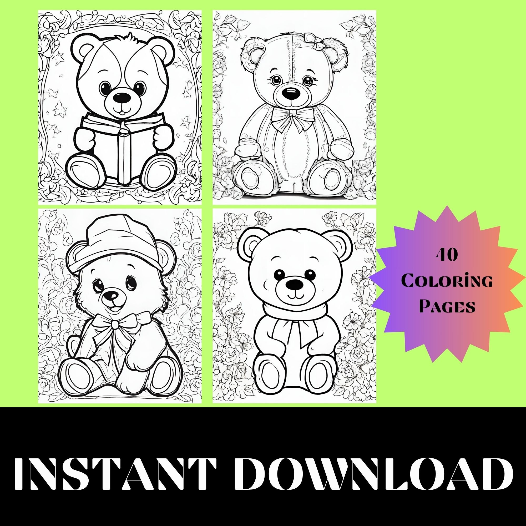 Teddy the Bear Coloring Book, Cute Teddy Coloring Book for Relaxing ...