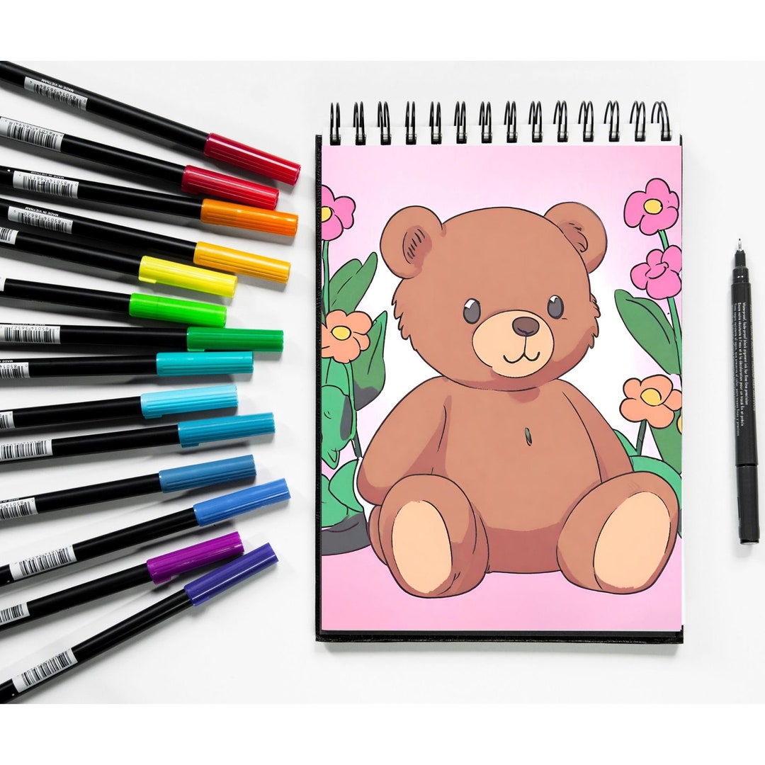 Teddy the Bear Coloring Book, Cute Teddy Coloring Book for Relaxing ...