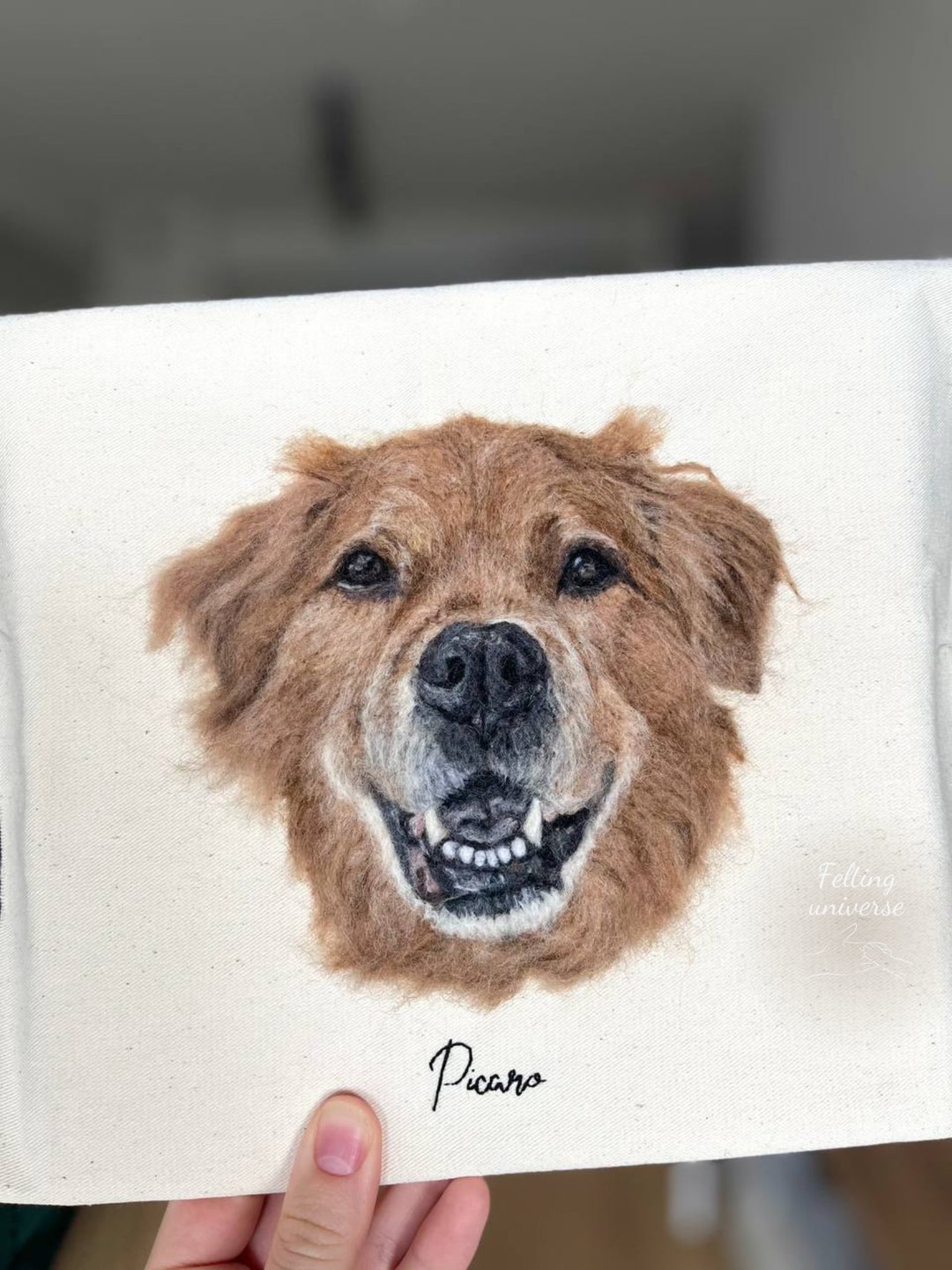 Wool Dog Portrait Felt Dog Pet Memorial Frame Pet Loss Gifts Custom Dog ...
