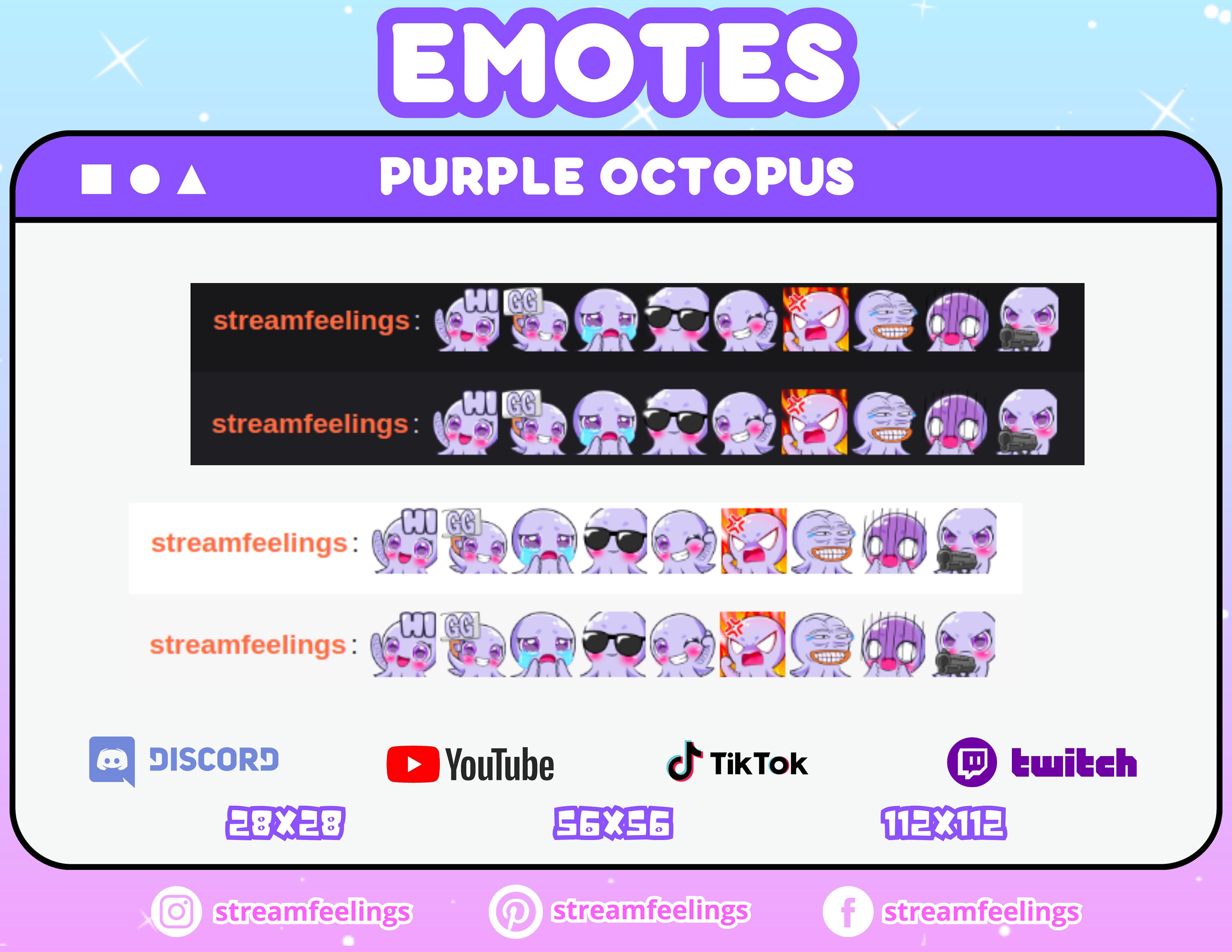 Purple Octopus Emote for Streamer Twitch Emote Discord Emote - Etsy