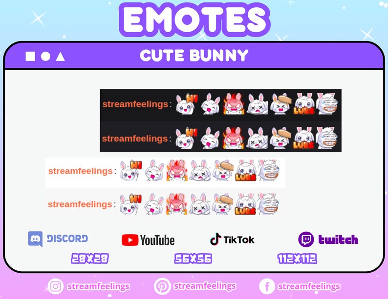 Cute Bunny Emote for Streamer Twitch Emote Discord Emote - Etsy