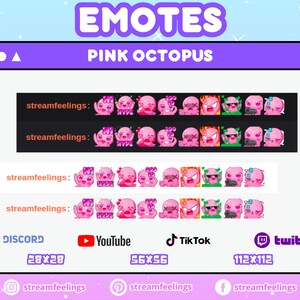 Pink Octopus Emote for Streamer Twitch Emote Discord Emote Pack - Etsy