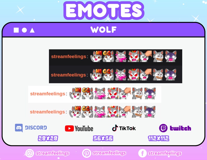 Grey Wolf Emote for Streamer Twitch Emote Discord Emote Pack - Etsy