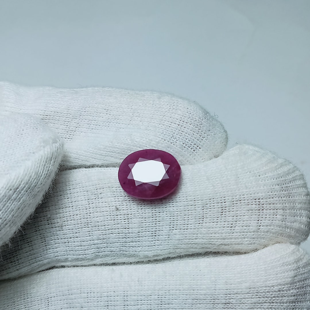 Natural Red Ruby Gemstone, Oval Shape Faceted Gemstone, Faceted Ruby ...