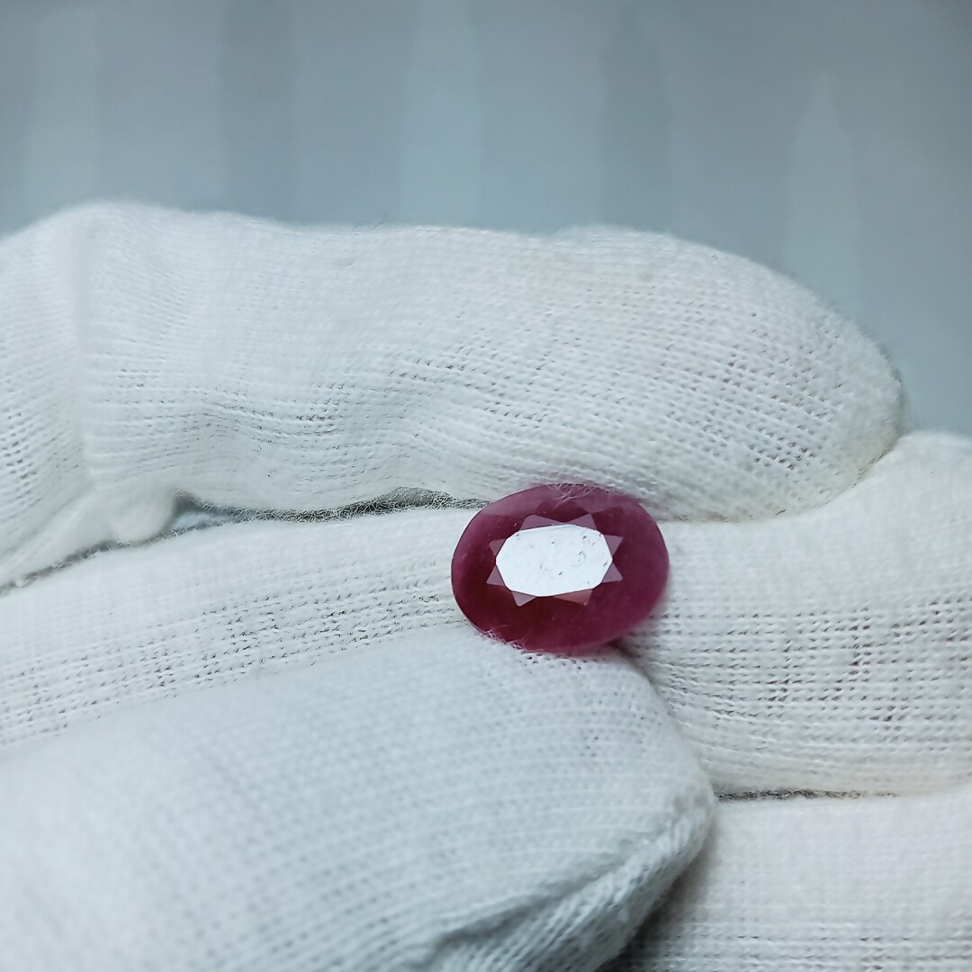 Natural Red Ruby Gemstone, Oval Shape Faceted Gemstone, Faceted Ruby ...