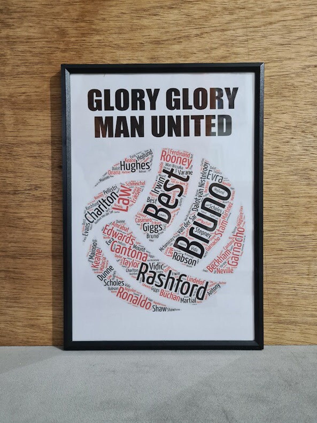 Man United Wordart Print in High Definition Featuring Players Names ...