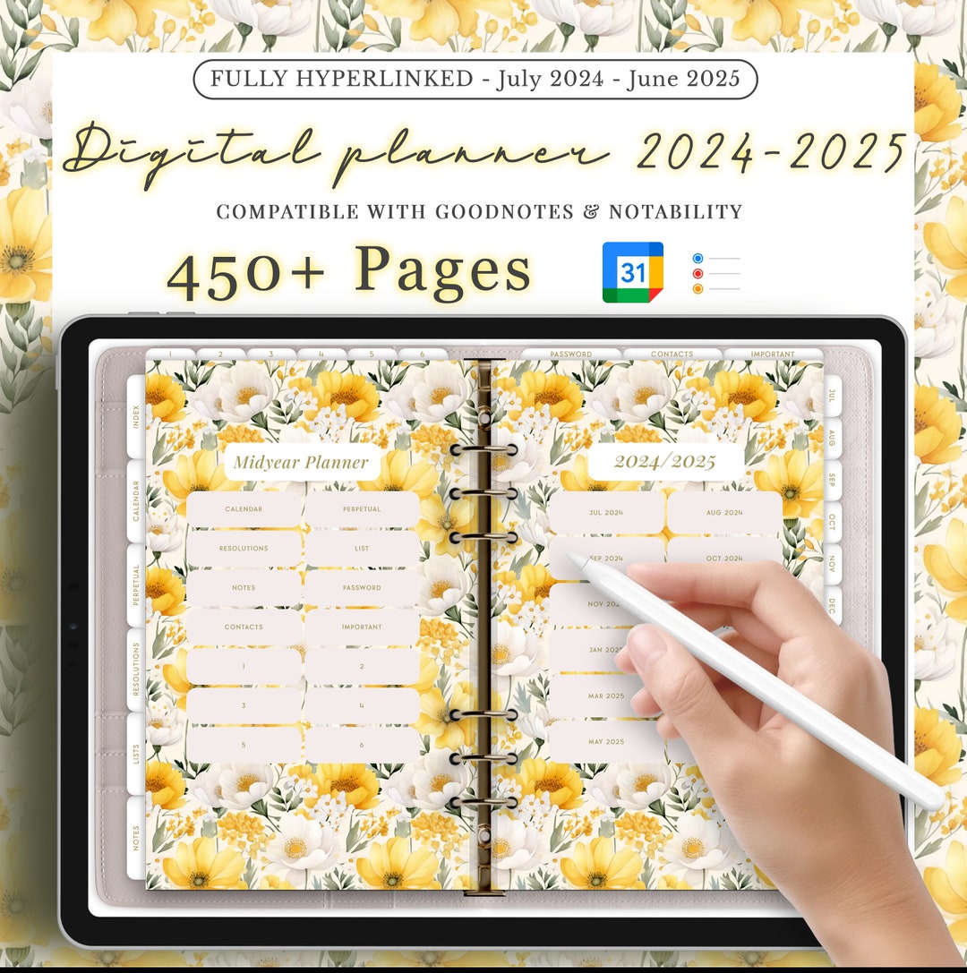 Digital Planner 2024 2025 Google Agenda Goodnotes Dated Monthly Diary ...