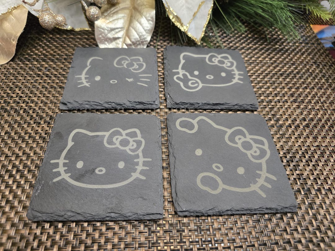 Hello Kitty Slate Coasters Set - Etsy