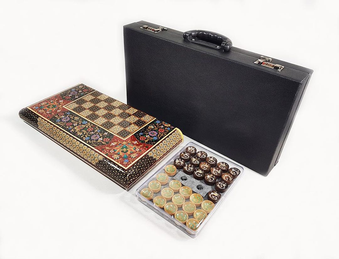 Wooden Handmade Khatam Backgammon With Case, Perfect Khatam Marquetry ...