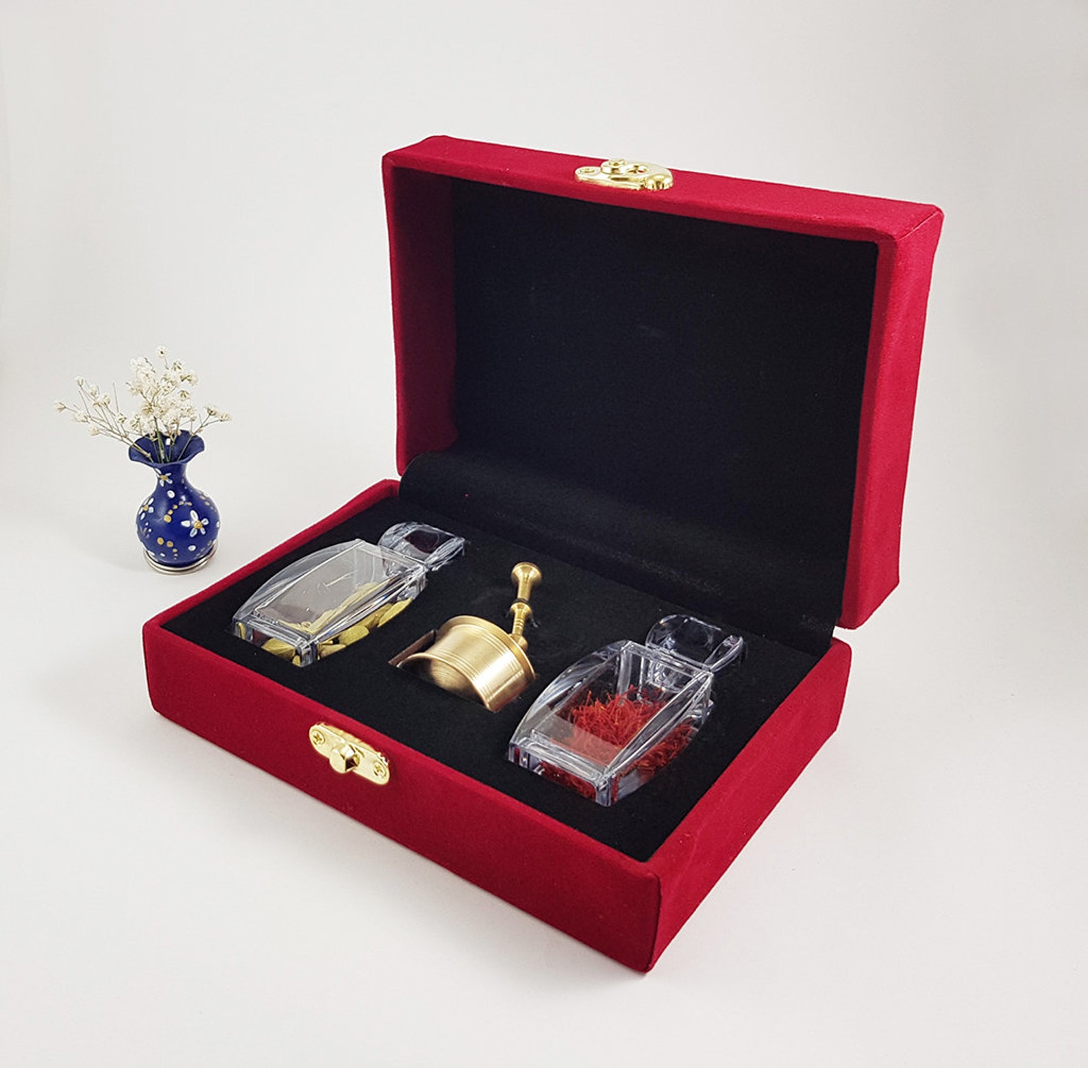 Chic Saffron Box, Premium Pure Saffron Threads With Mortar Grinder and ...