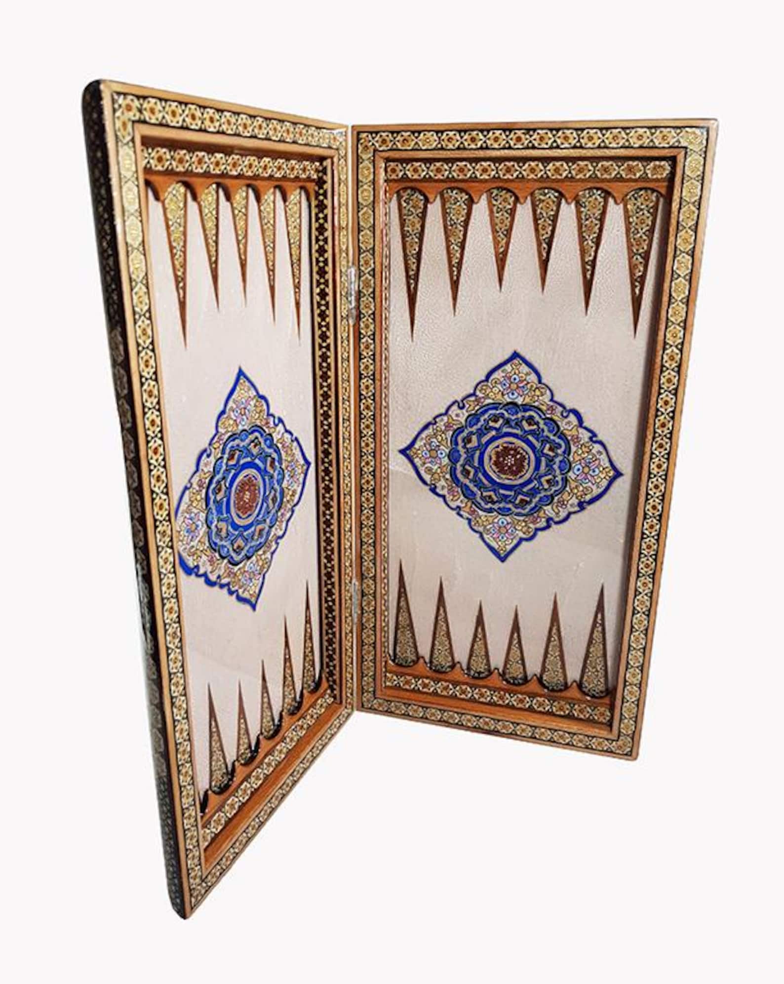 Wooden Handmade Khatam Backgammon With Case, Perfect Khatam Marquetry ...