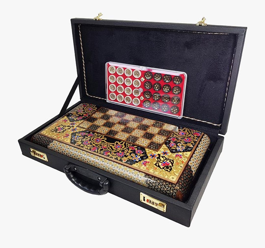 Wooden Handmade Khatam Backgammon With Case, Perfect Khatam Marquetry ...